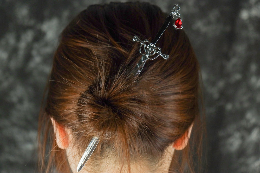 Handmade REVERSIBLE Warrior Sword Hair Stick, Sword Hair Pin, Gothic ...