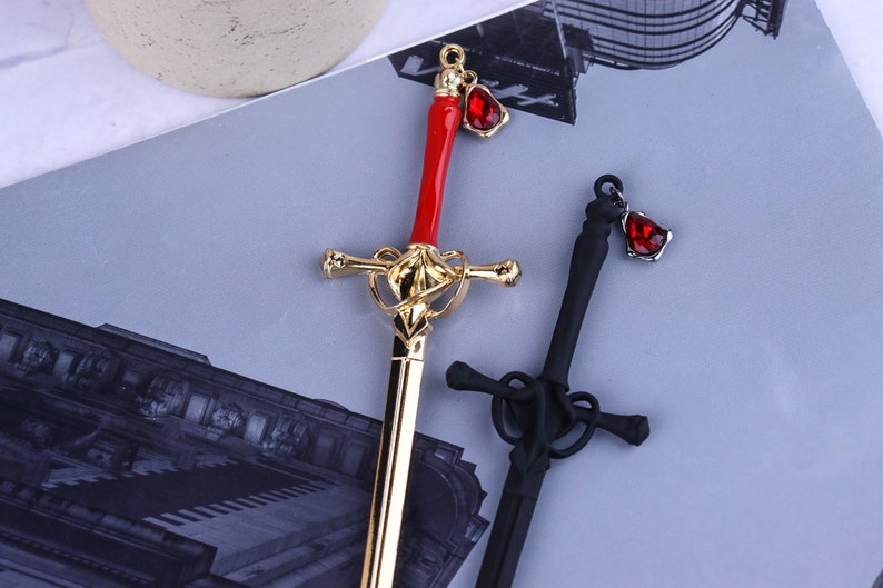 Ruby Warrior Sword Hair Stick Sword Hair Pin Gothic Hair - Etsy