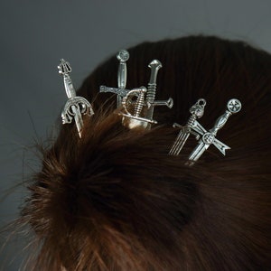 Handmade REVERSIBLE Warrior Sword Hair Stick, Sword Hair Pin, Gothic ...