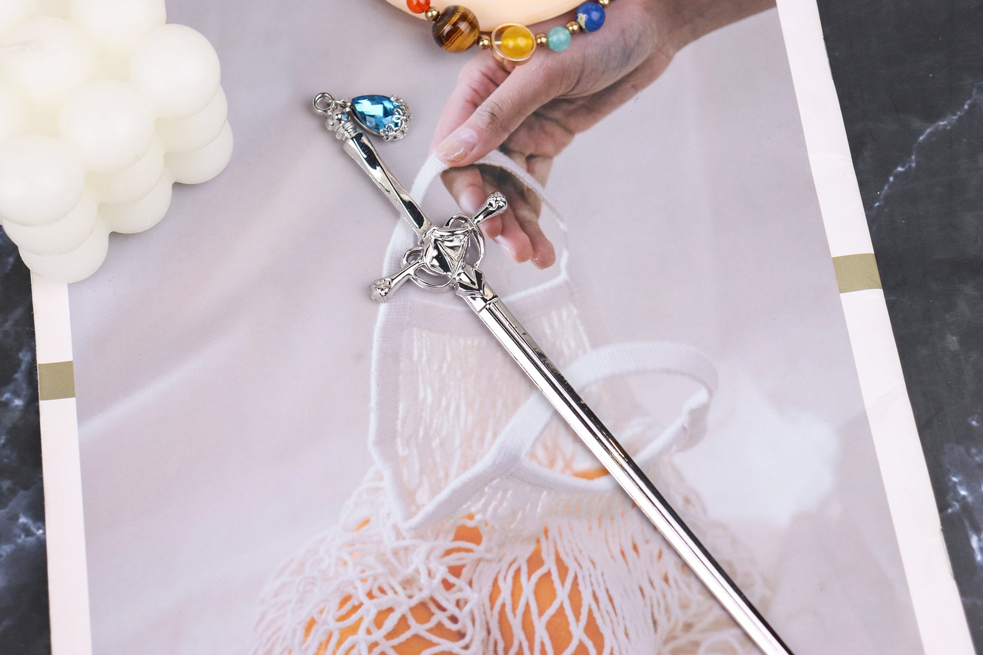 Sword Hairpin Anime Sword Hairpin Ruby Pendant Sword - Etsy UK