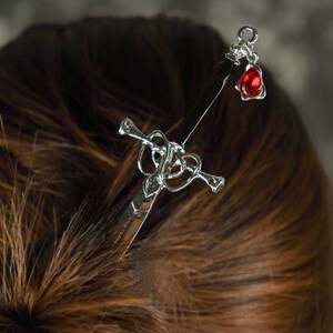 Handmade REVERSIBLE Warrior Sword Hair Stick, Sword Hair Pin, Gothic ...