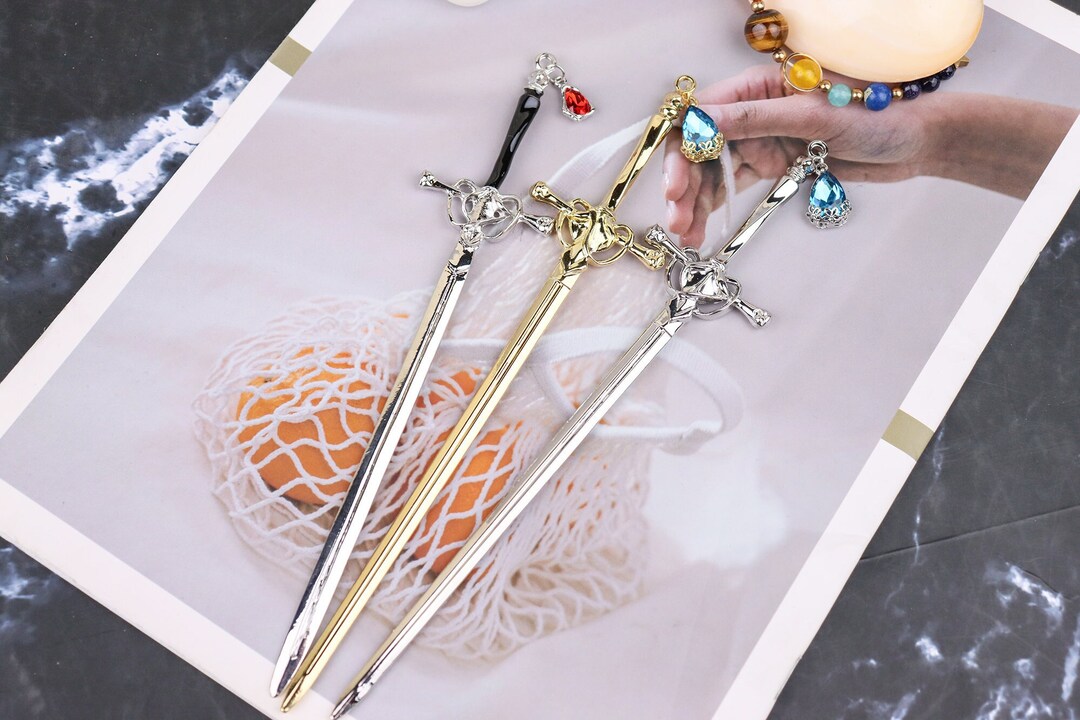 Sword Hairpin, Anime Sword Hairpin, Ruby Pendant Sword Hairpin, Sword ...