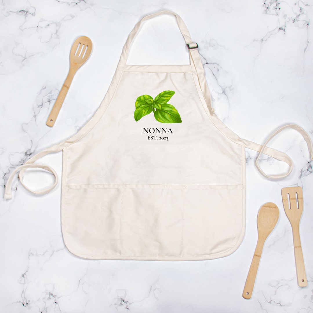 Nonna EST 2023 Basil Apron BBQ Loving Grandmother Gift Sentimental Gift ...
