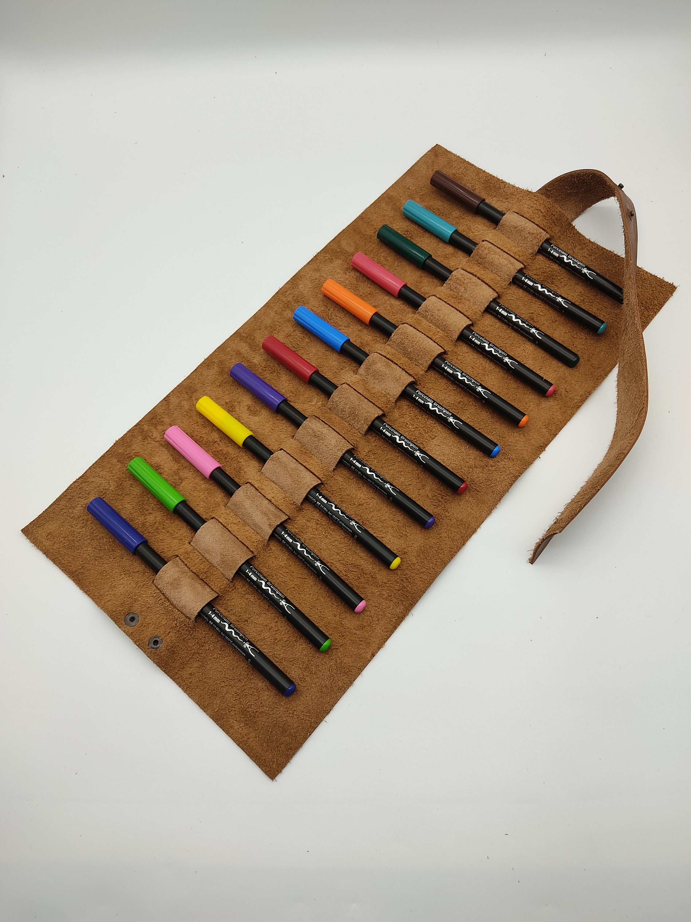 Handmade Leather Roll up Pen Holder, Gift for Painter, Gift for ...