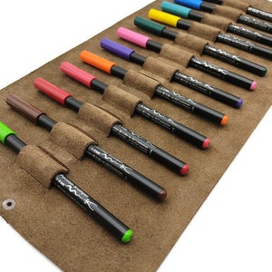 Handmade Leather Roll up Pen Holder, Gift for Painter, Gift for ...