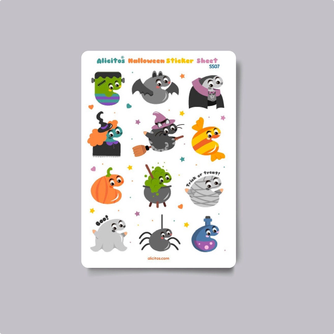 Halloween Stickers for Planner / Glossy Sticker Sheet Ideal - Etsy