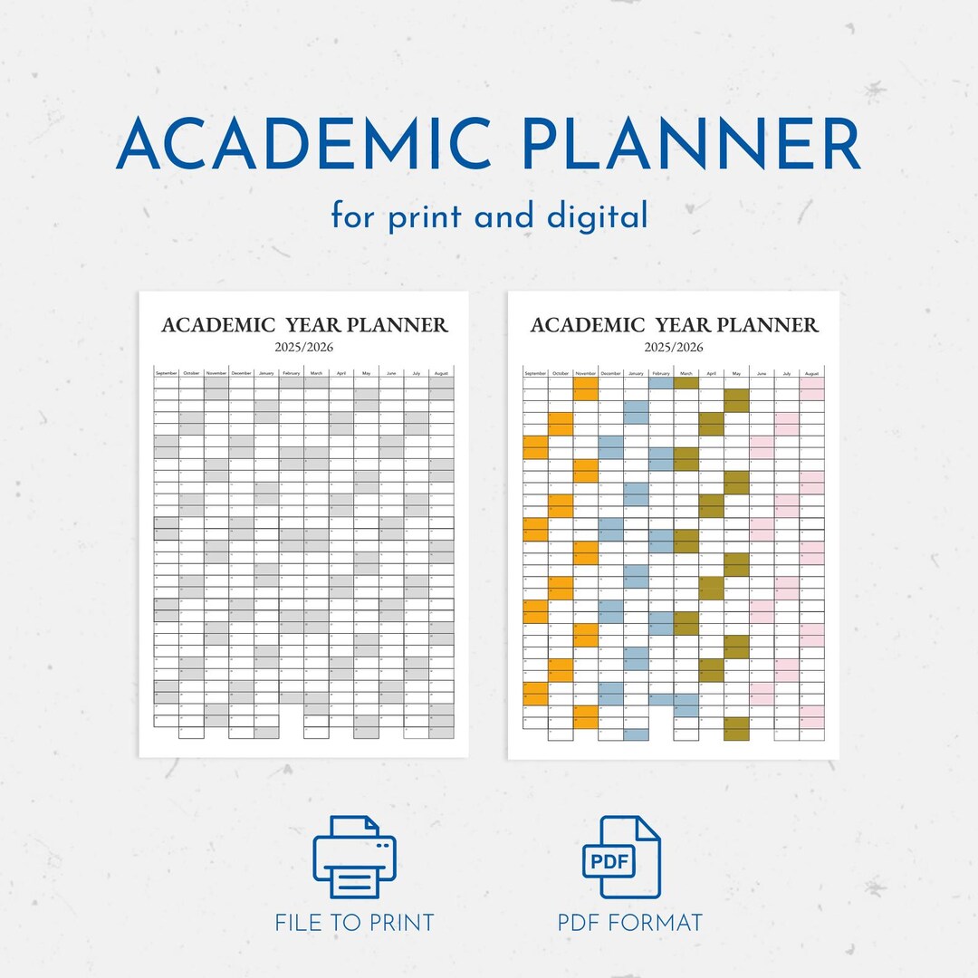 Academic Year Planner 2025/2026 Printable | Wall Calendar for Student ...