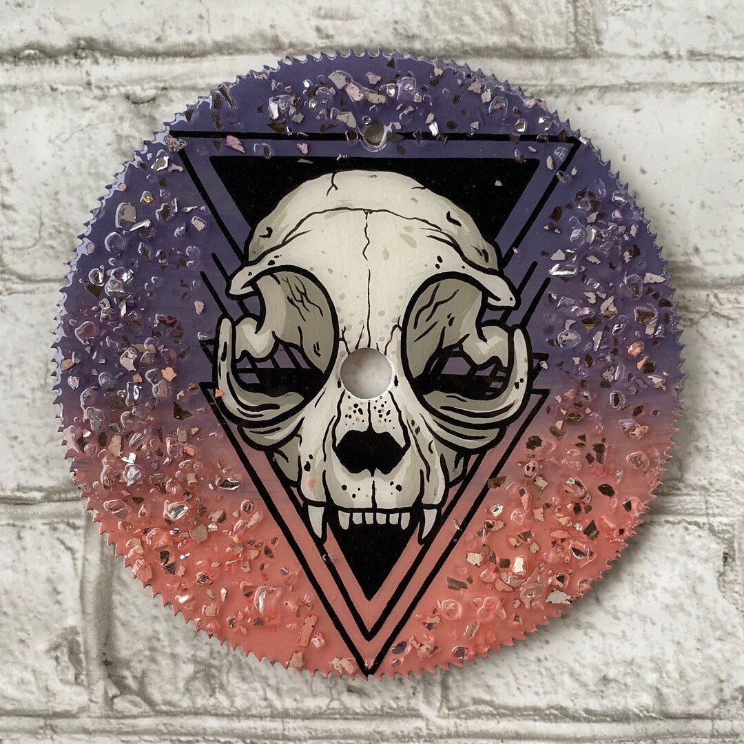 Geometric Pink/purple Cat Skull Saw Blade - Etsy