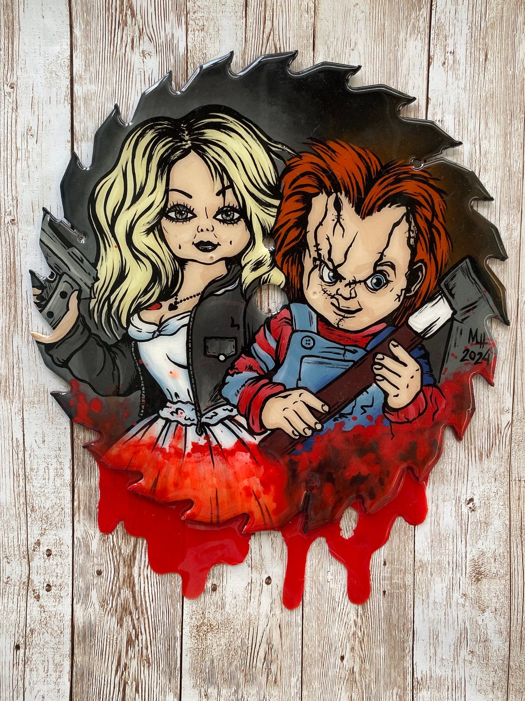 Chucky and Bride Dripping Saw Blade - Etsy