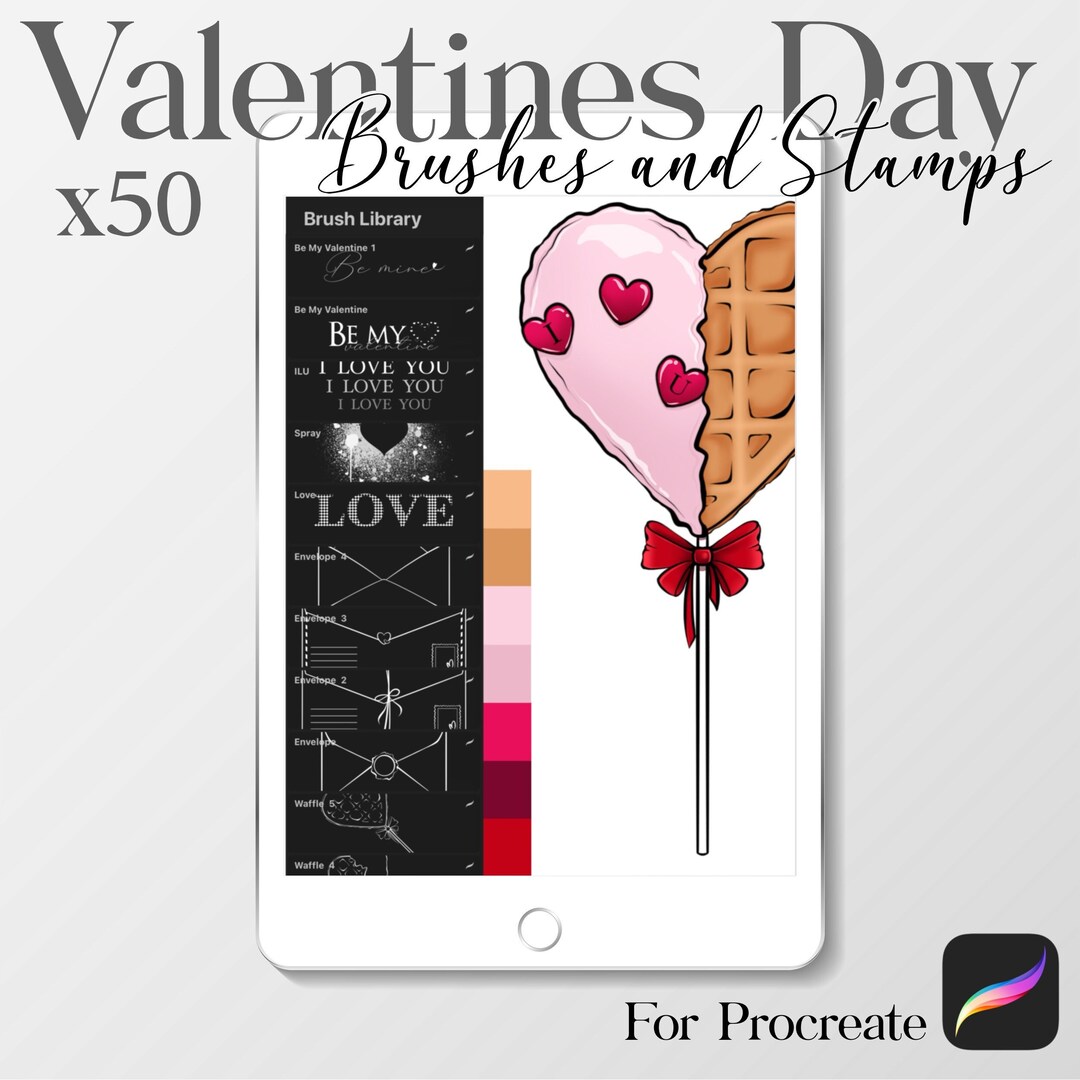 Procreate Valentines Day Stamps, Brushes and Ready to Use Seamless ...