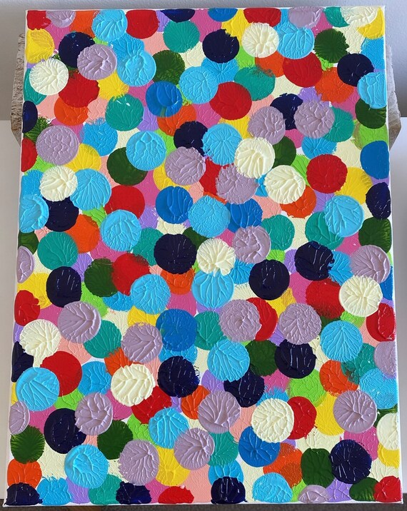 Rainbow Polka Dot Canvas Painting - Etsy