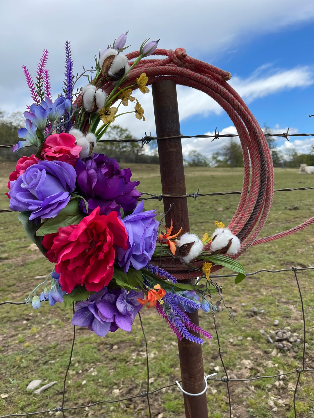 Western Lariat, Western Wreath,flower Wreath,floral Wreath,cowboy Rope ...