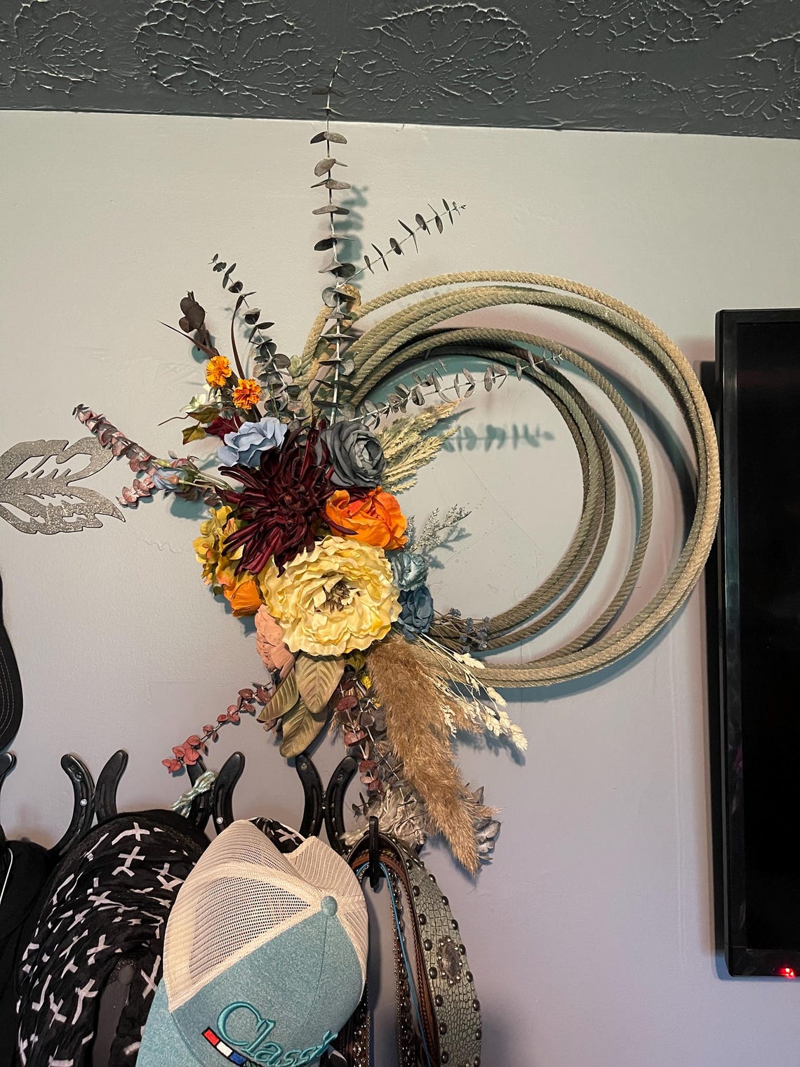 Western Lariat, Flower Wreath,floral Wreath,cowboy Rope Wreath,lasso ...