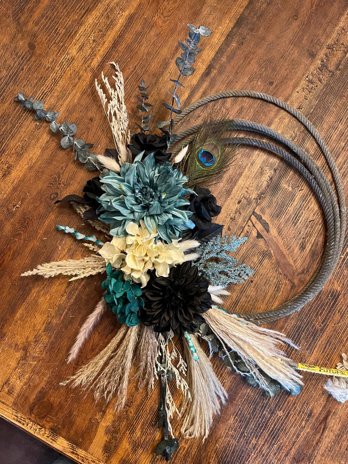 Rope Wreath, Western Lariat, Wreath,flower Wreath,turquoise, Cowboy ...