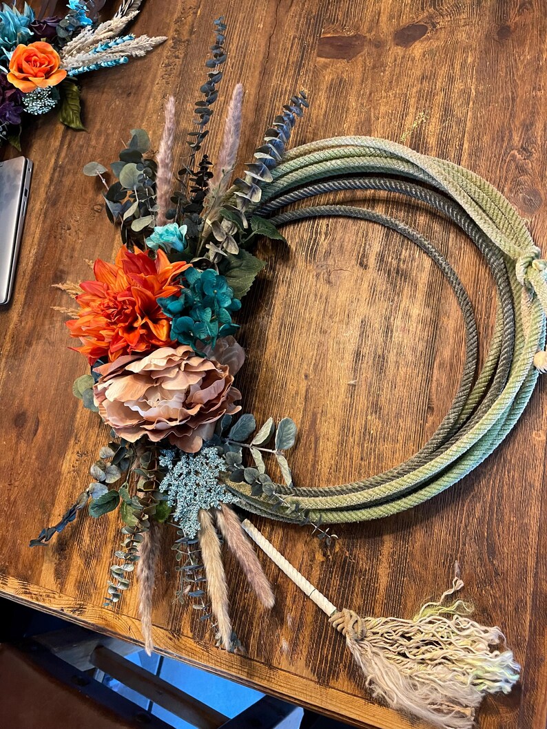Rope Wreath, Western Lariat,wreath,flower Wreath,floral Wreath,cowboy ...