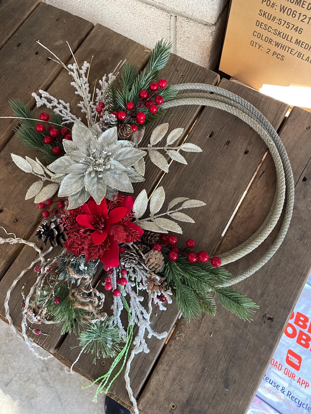 Christmas Wreath,western Lariat,flower Wreath,floral Wreath,cowboy Rope ...