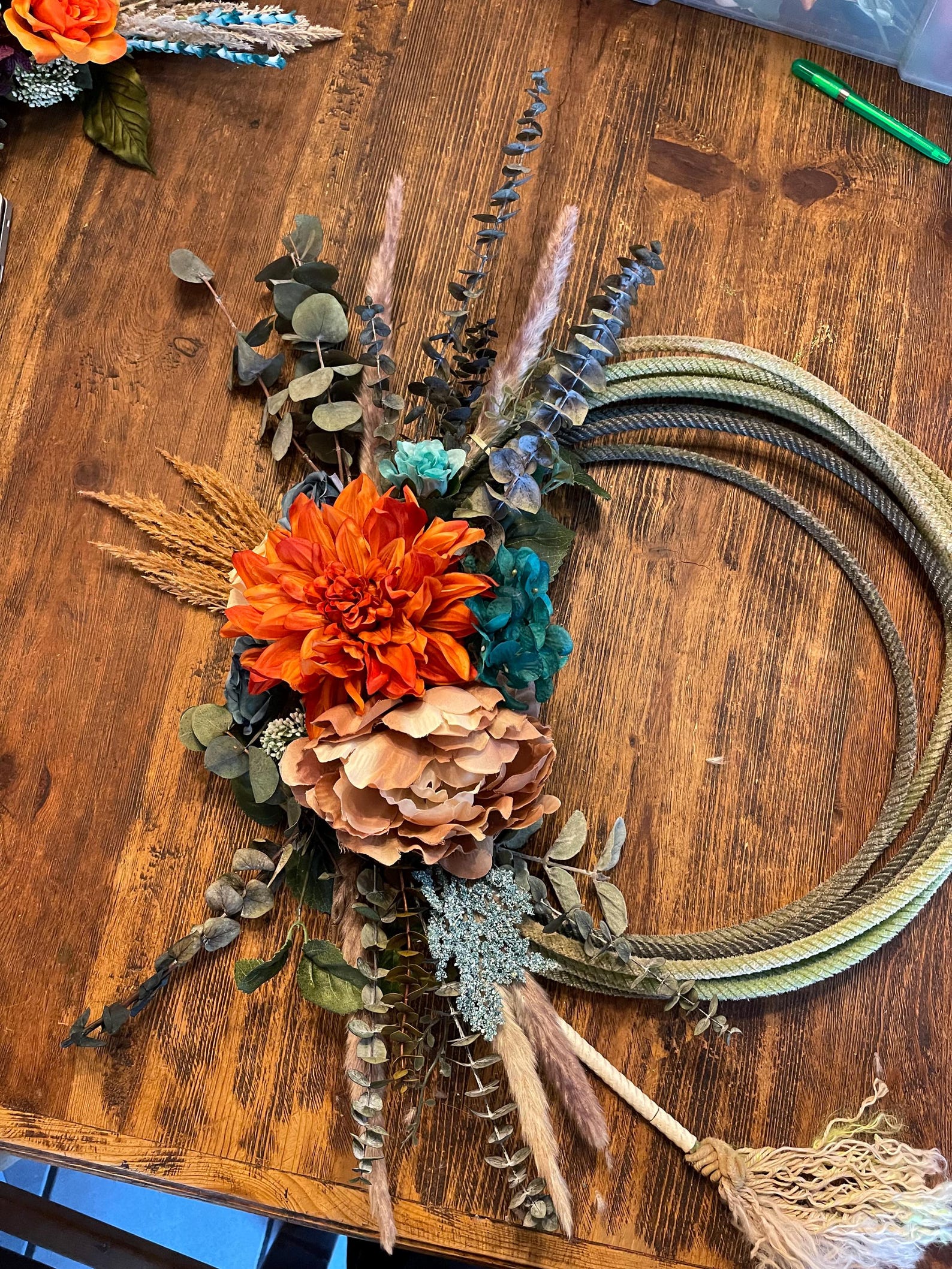 Rope Wreath, Western Lariat,wreath,flower Wreath,floral Wreath,cowboy ...