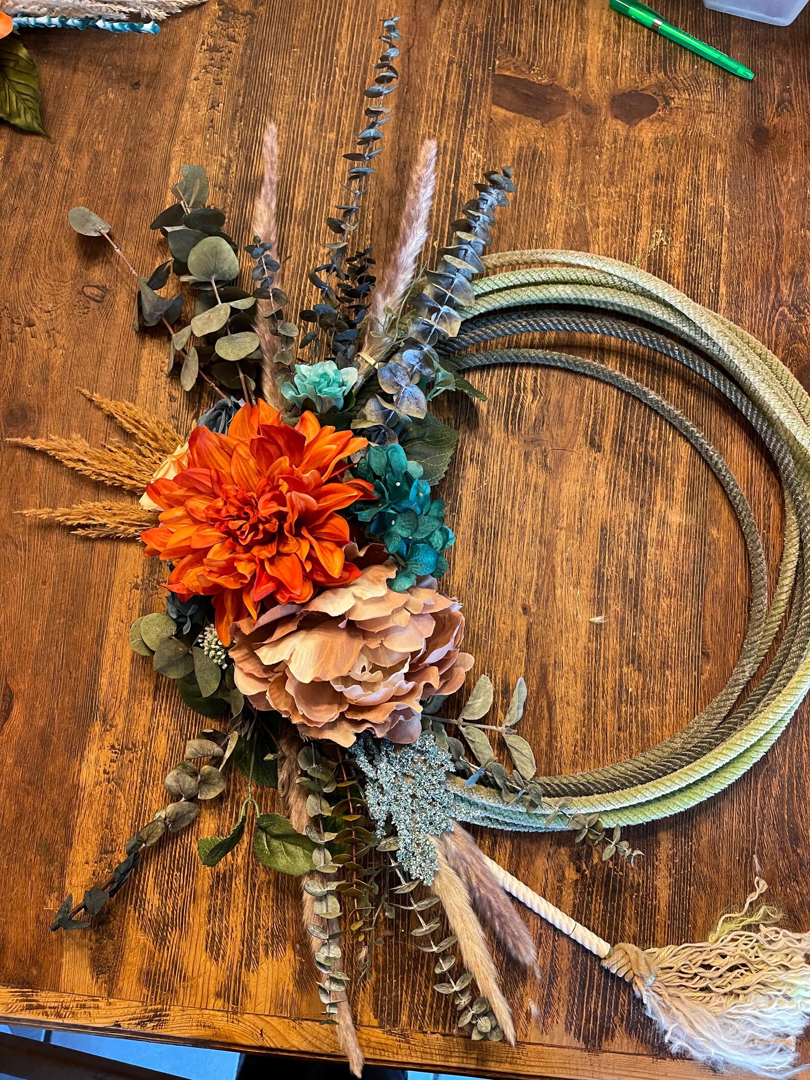 Rope Wreath, Western Lariat,wreath,flower Wreath,floral Wreath,cowboy ...