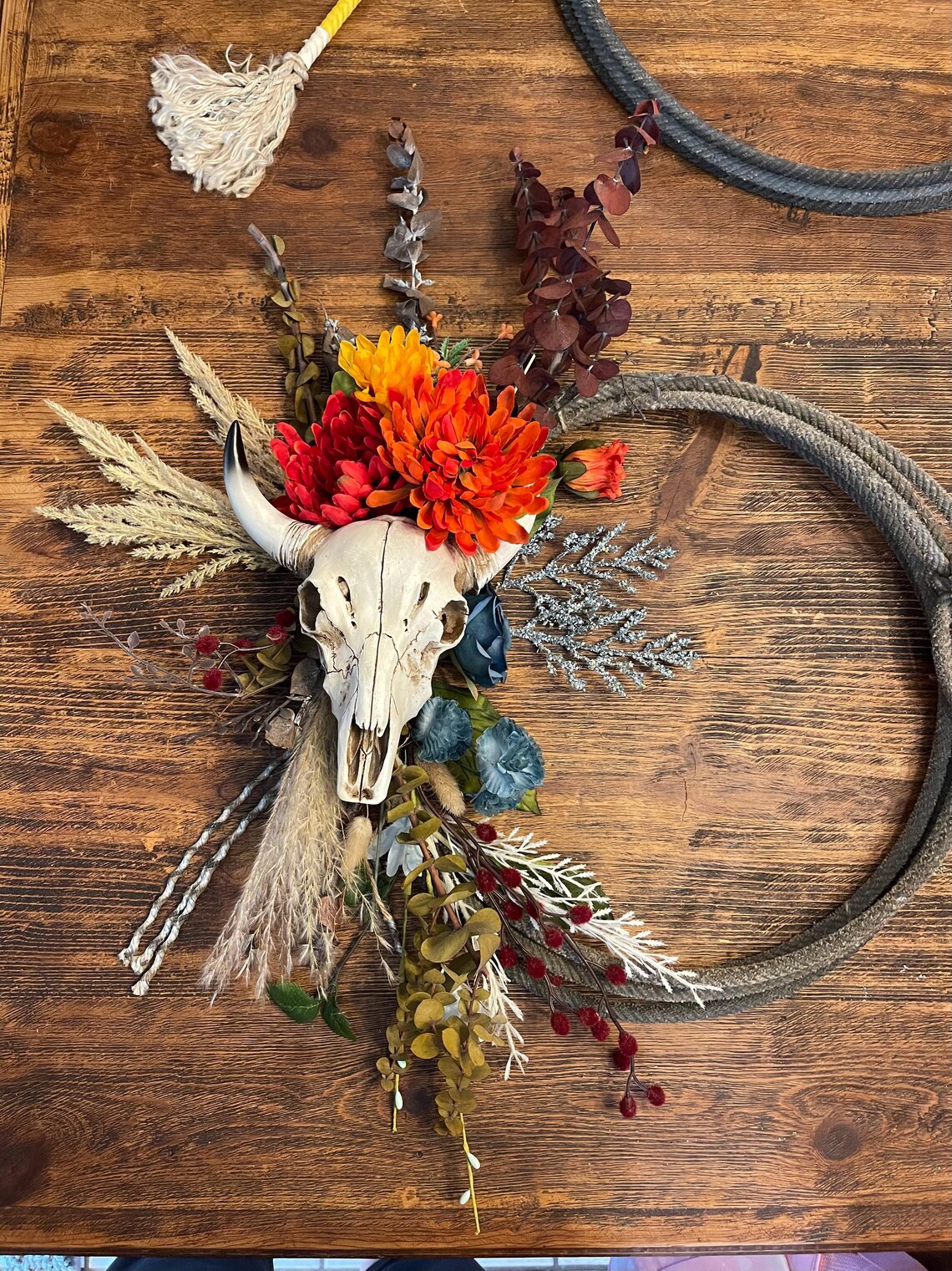 Rope Wreath, Western Lariat, Wreath,flower Wreath,cowboy Rope Wreath ...