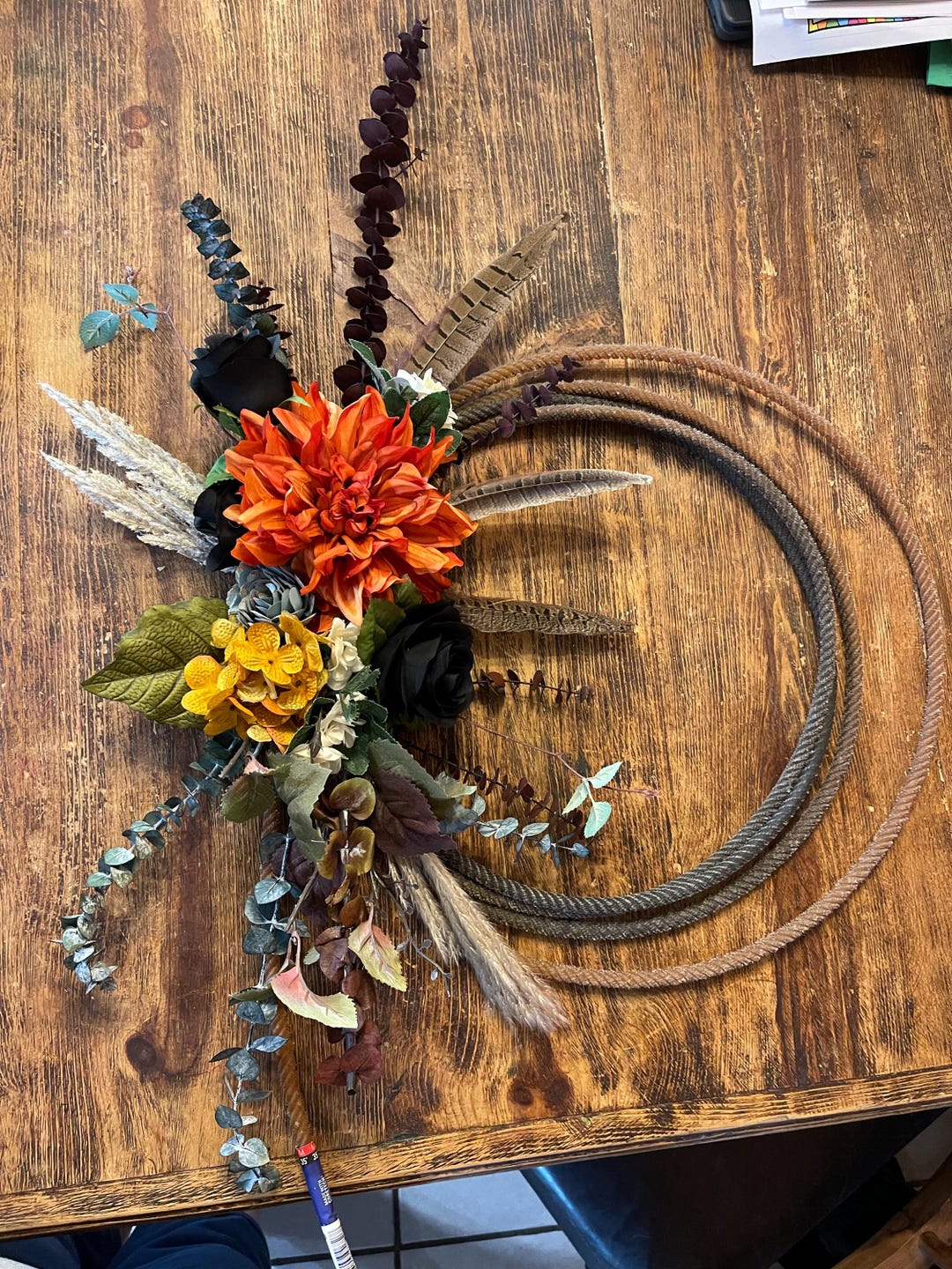 Rope Wreath, Western Lariat, Wreath,flower Wreath,cowboy Rope Wreath ...