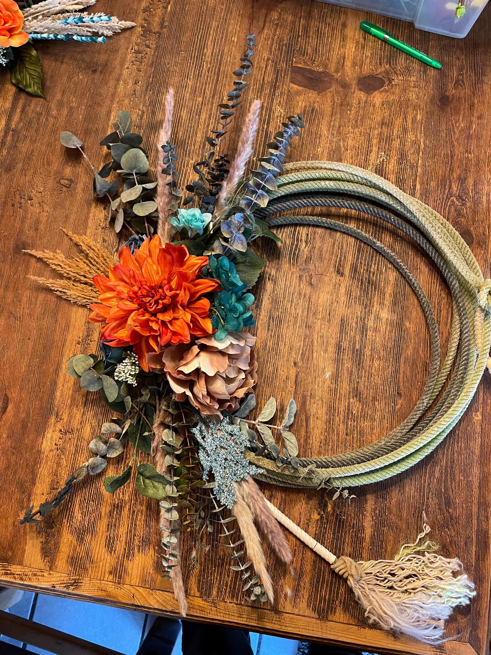Rope Wreath, Western Lariat,wreath,flower Wreath,floral Wreath,cowboy ...