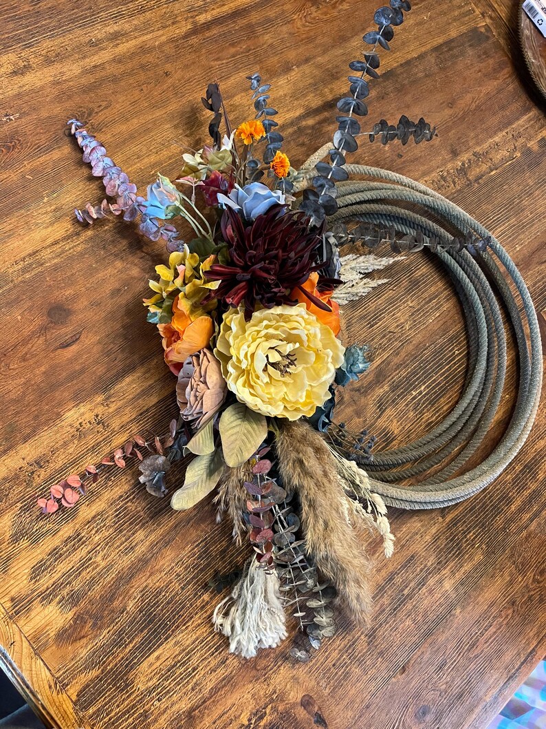 Western Lariat, Flower Wreath,floral Wreath,cowboy Rope Wreath,lasso ...