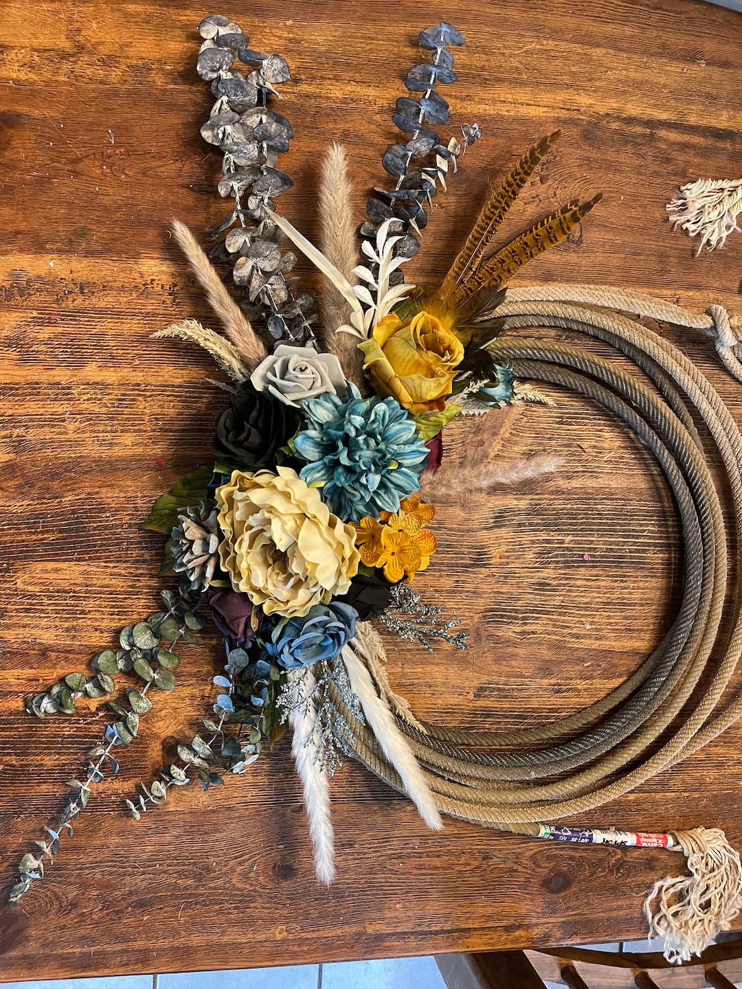 Western Lariat, Wreath,flower Wreath,floral Wreath,cowboy Rope Wreath ...