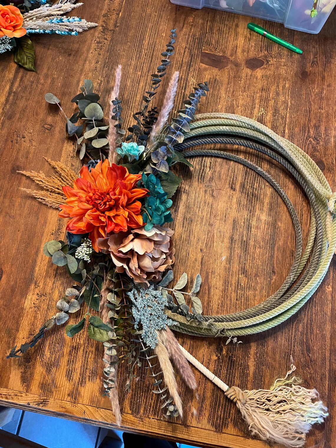 Rope Wreath, Western Lariat,wreath,flower Wreath,floral Wreath,cowboy ...