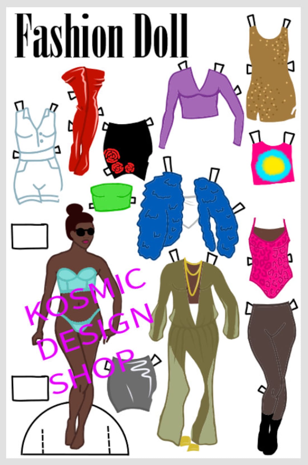 Fashion Paper Doll Modern Clothing Digital Download and Printable - Etsy