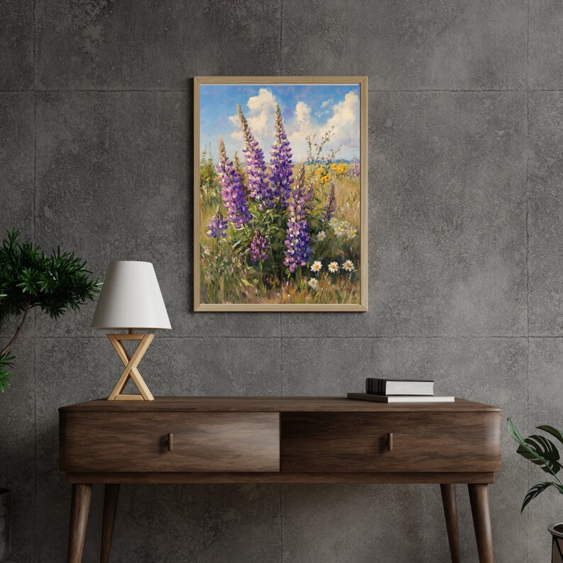 Purple Lupine Spring Neutral Spring Flowers Floral Art Country Field ...