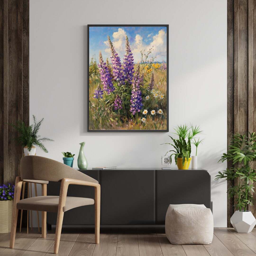 Purple Lupine Spring Neutral Spring Flowers Floral Art Country Field ...