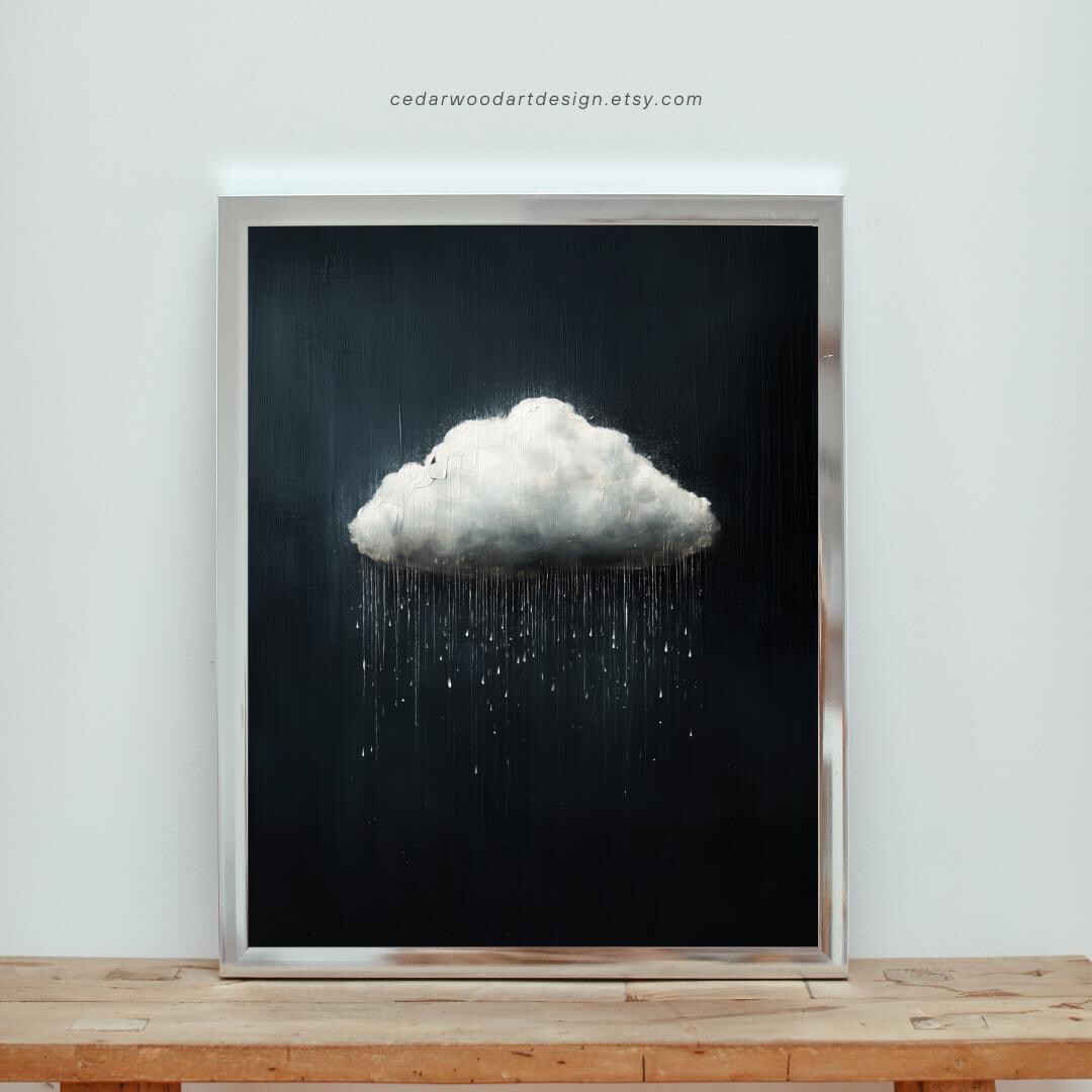 Rain Cloud Oil Painting Print: Vintage Dark Academia Wall Art (digital ...
