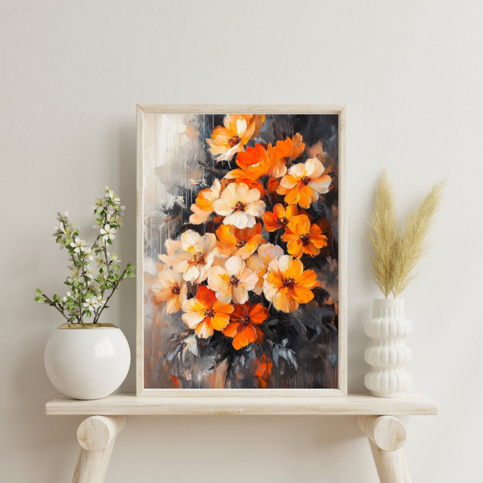Fall Flowers Oil Painting, Autumn Decor, Instant Download, Printable ...