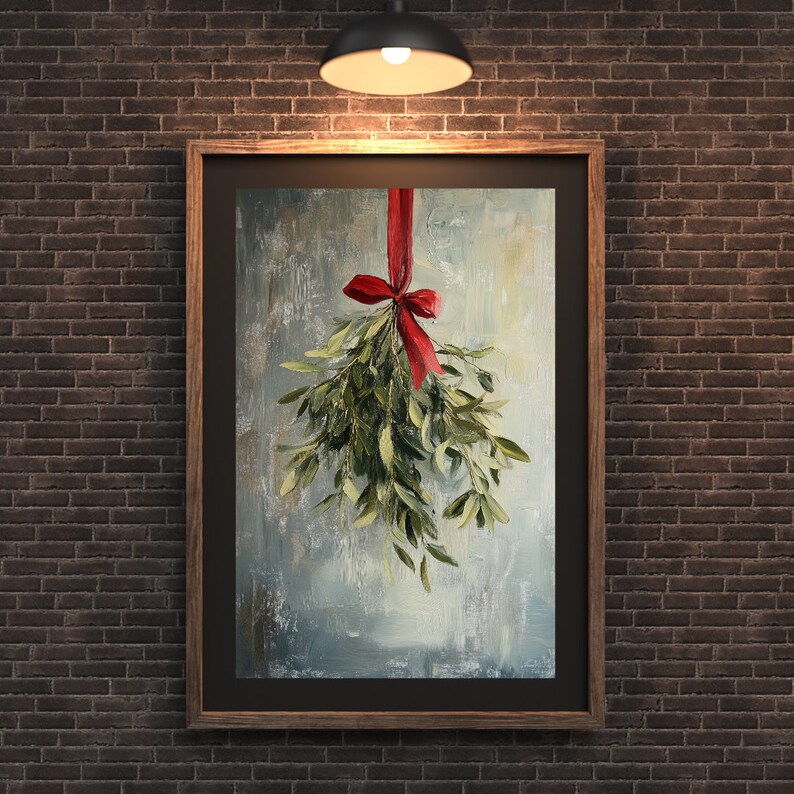 Christmas Mistletoe Winter Farmhouse PRINTABLE Art, Festive Holiday ...