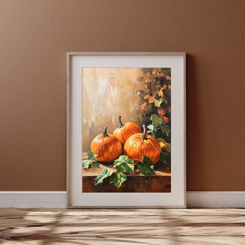 Pumpkin Printable Art Autumnal Wall Art Rustic Fall Art Vintage Autumn ...