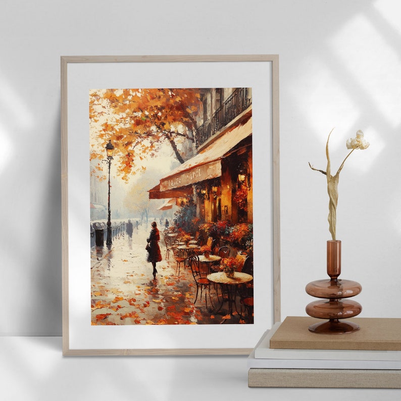 Paris Street Cottagecore Printable Autumn Wall Art Vintage Cafe Old Oil ...
