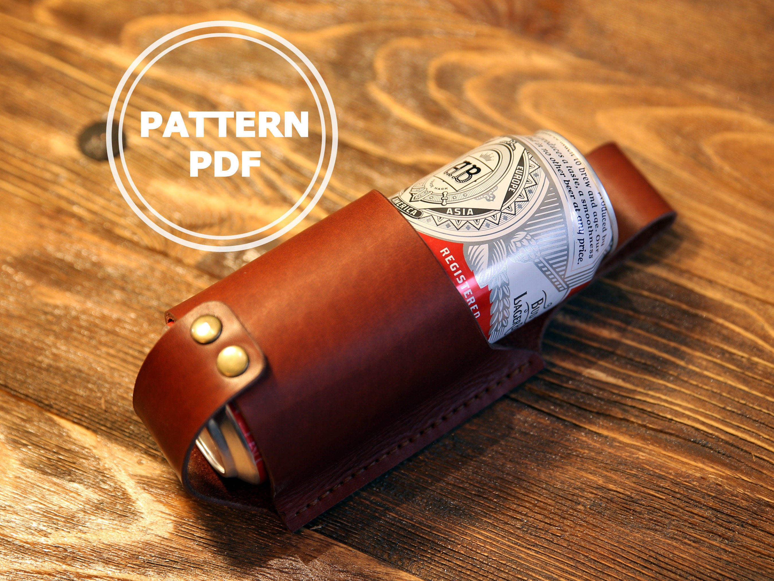 Brewmate Belt Beer Holster Leather Pattern Template- DIY One-beer Can ...