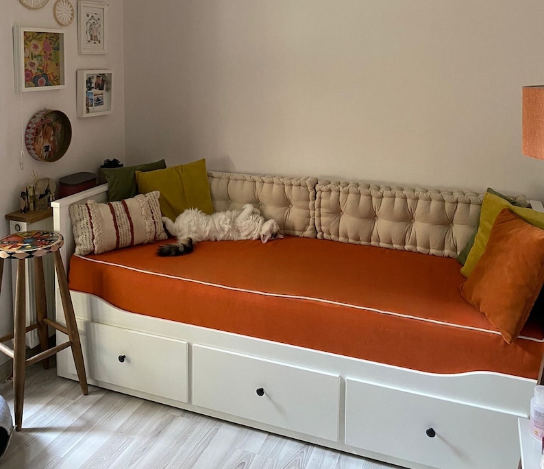 Fitted Daybed Slipcover, Soft Fabric Zippered Washable Custom Size ...