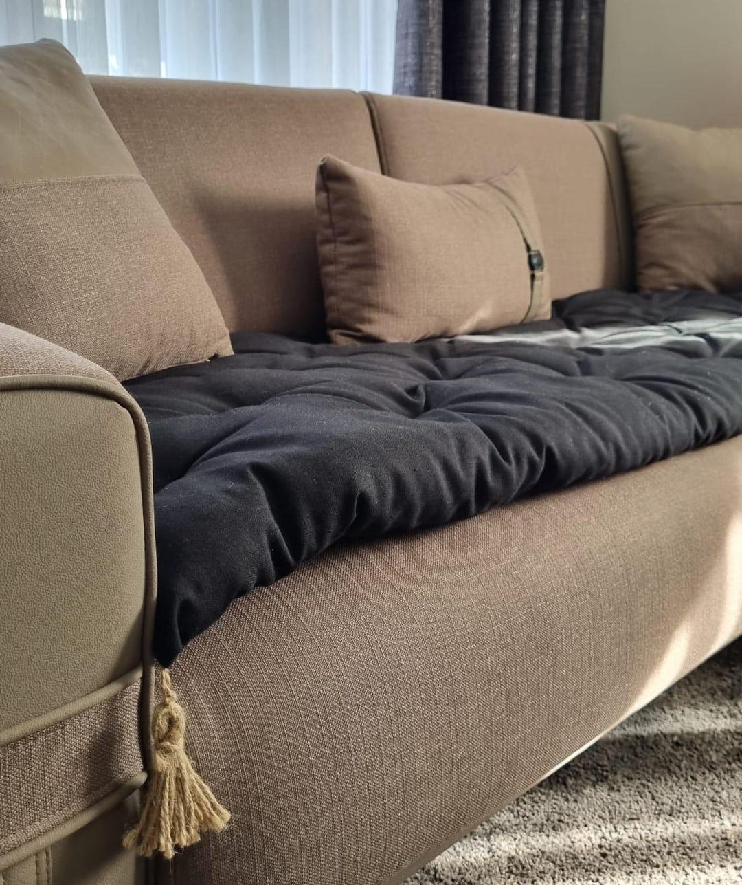 Linen Sofa Topper: Stain Resistant Furniture Protector, Custom Size - Etsy