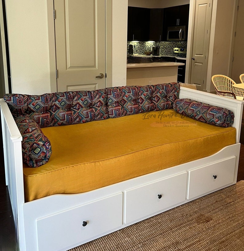 Fitted Daybed Slipcover, Soft Fabric Zippered Washable Custom Size ...