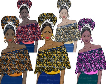 African American Clipart, Afro Girl Clipart, Woman Clipart, Fashion ...