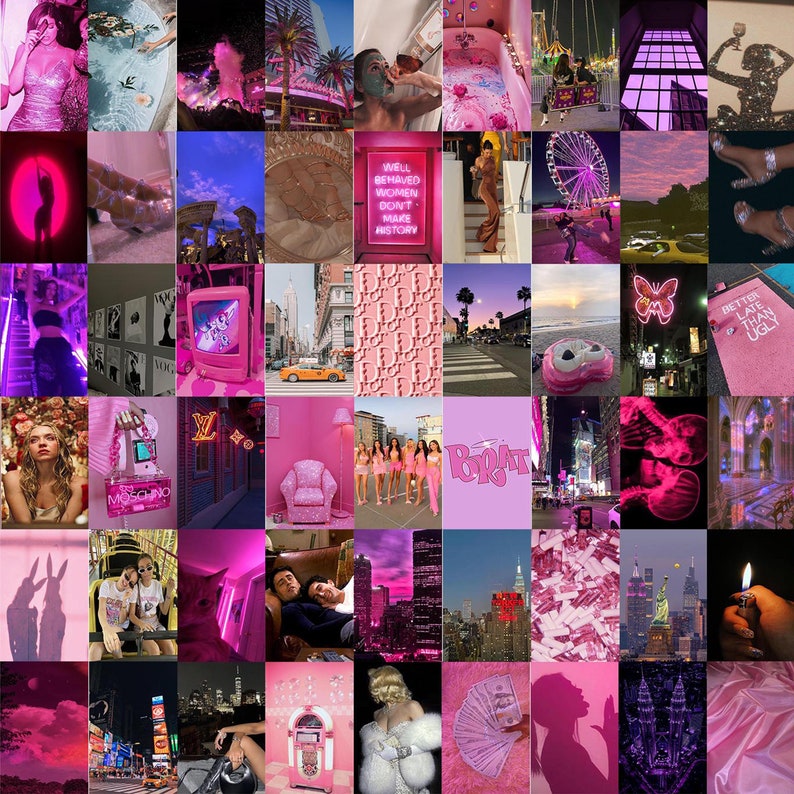 200 PCS Boujee Pink 90s 2000s Wall Collage Kit Y2K Pink - Etsy