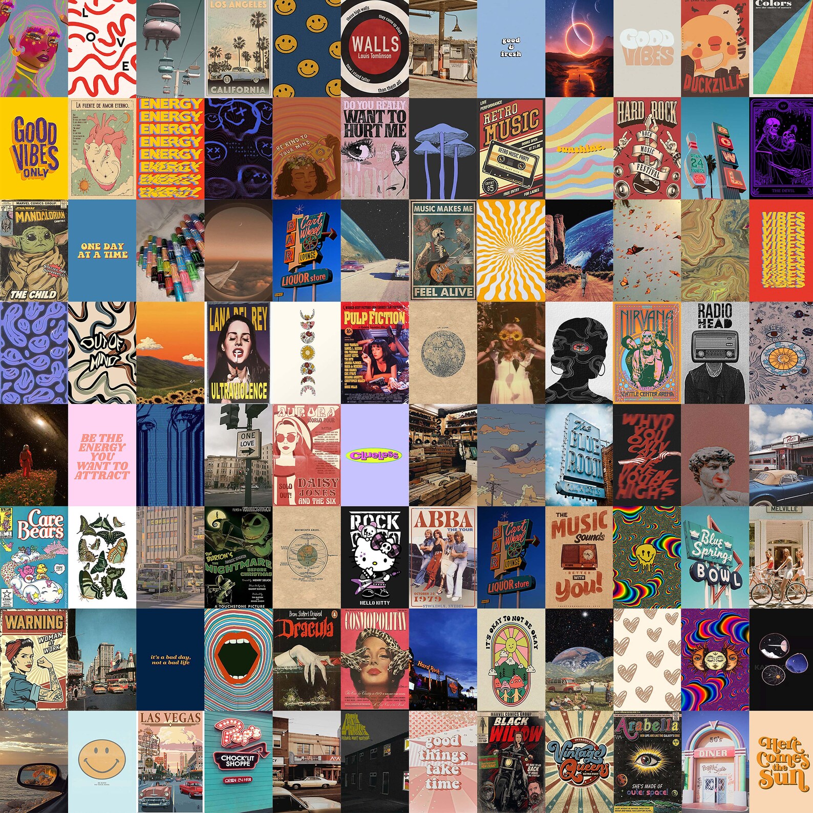 Retro Wall Collage Kit Vintage Poster Wall Collage Kit - Etsy