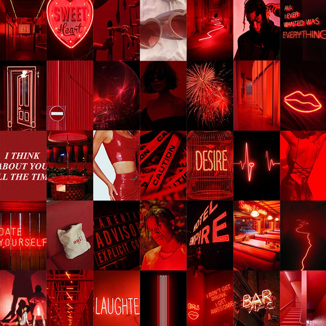 140 Red Aesthetic Digital Wall Collage Red Collage Kit - Etsy Canada