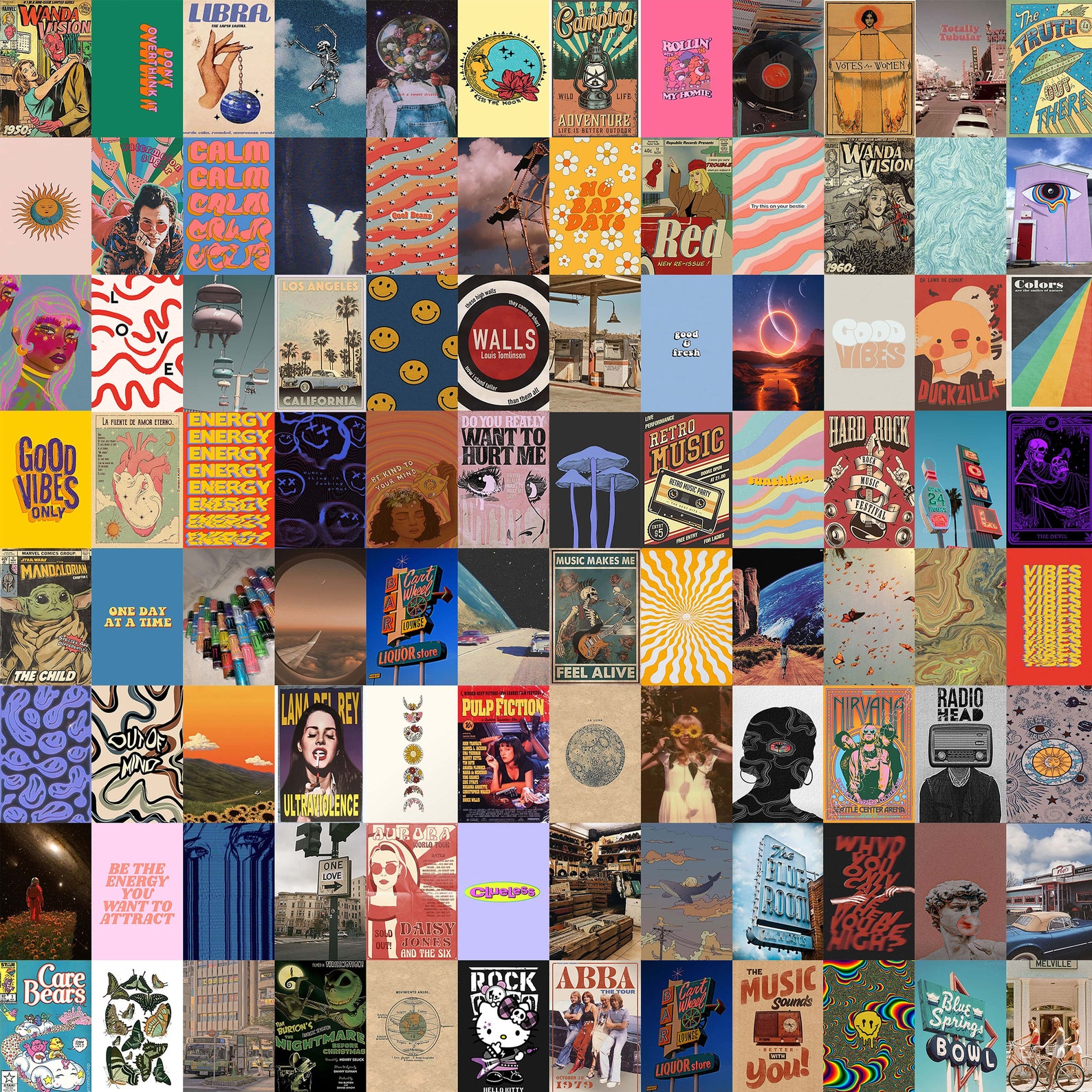 Retro Wall Collage Kit Vintage Poster Wall Collage Kit - Etsy