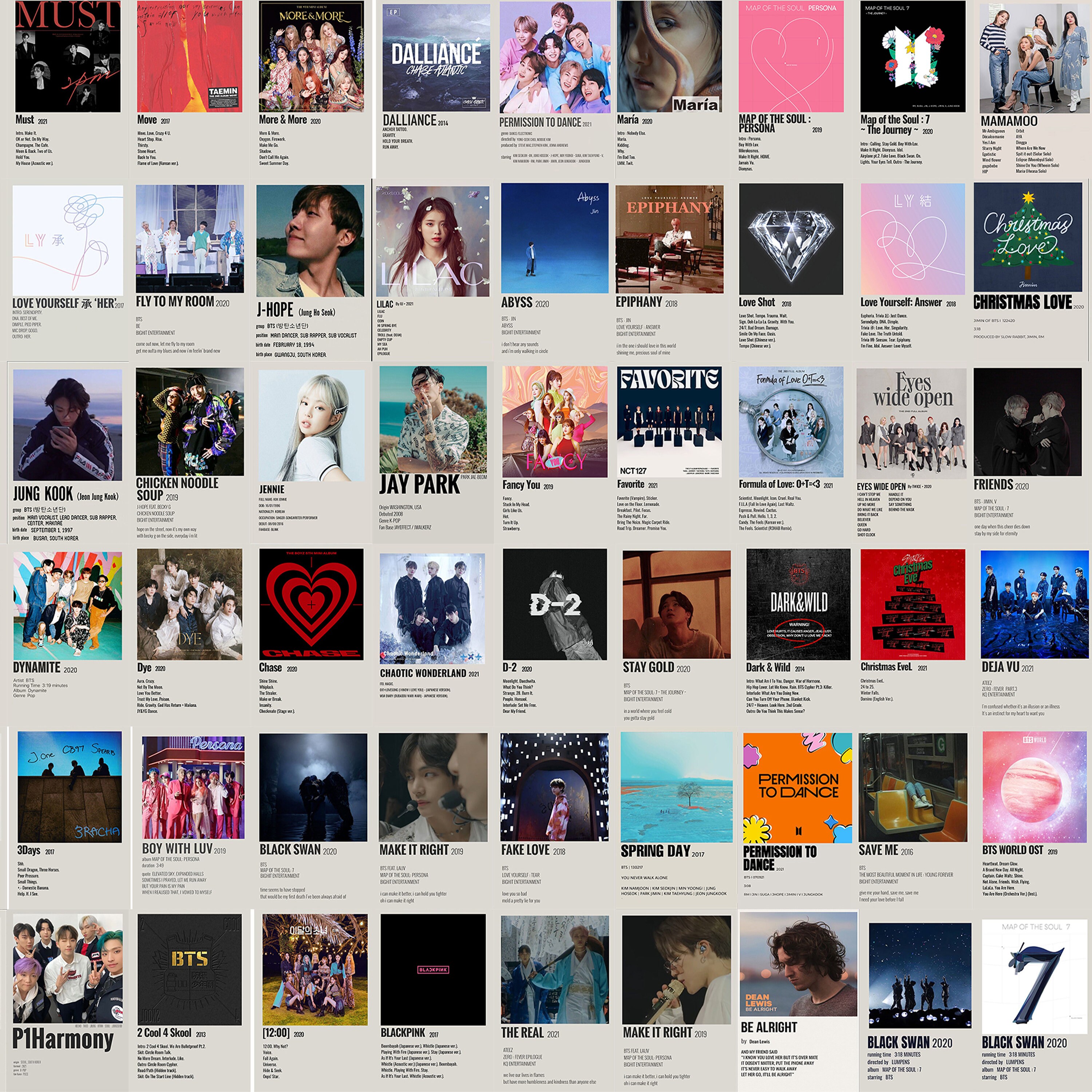 180 BTS Polaroid Poster Albums/songs Digital Collage Kit BTS - Etsy ...