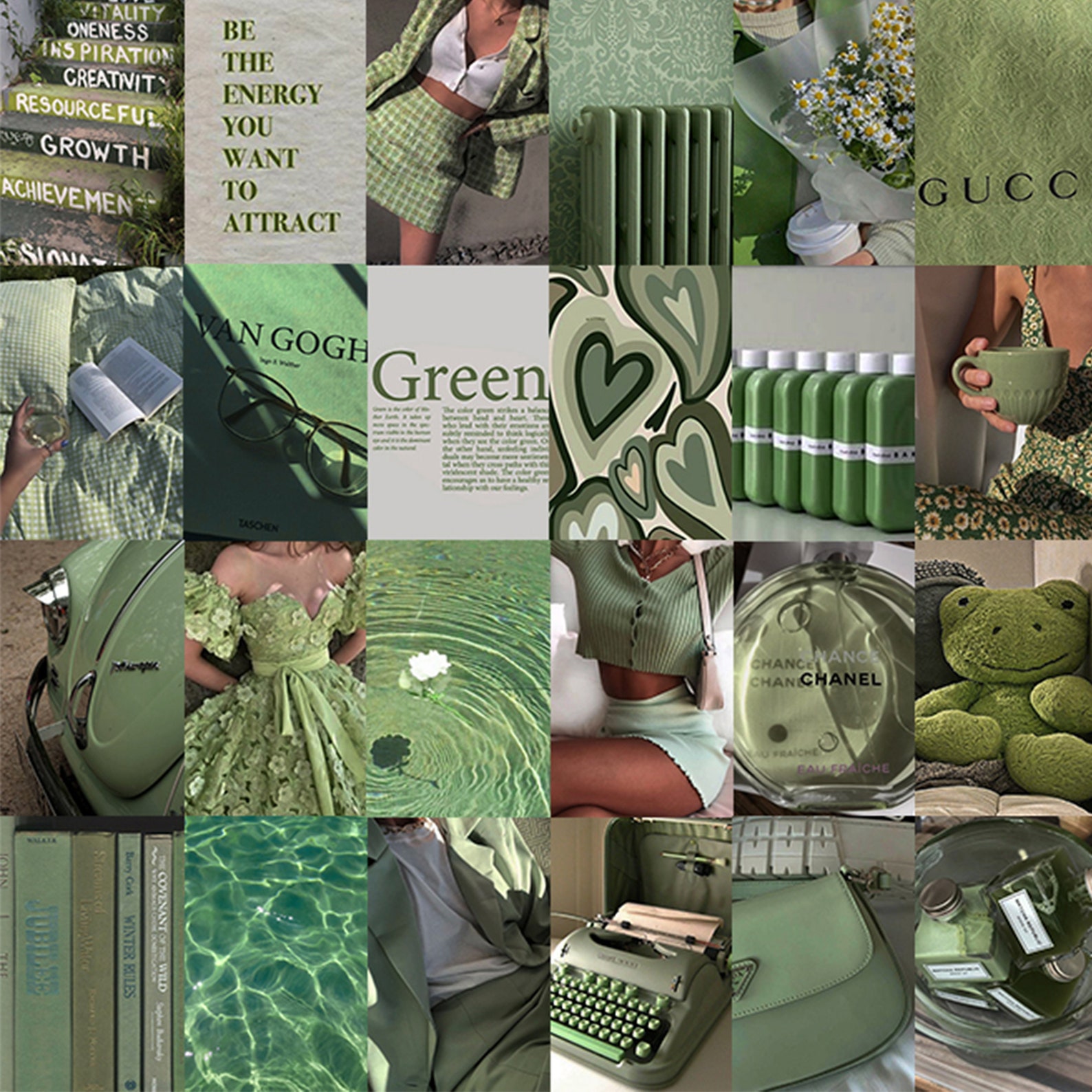 Boujee Green Aesthetic Digital Collage Kit Dark Green Wall - Etsy