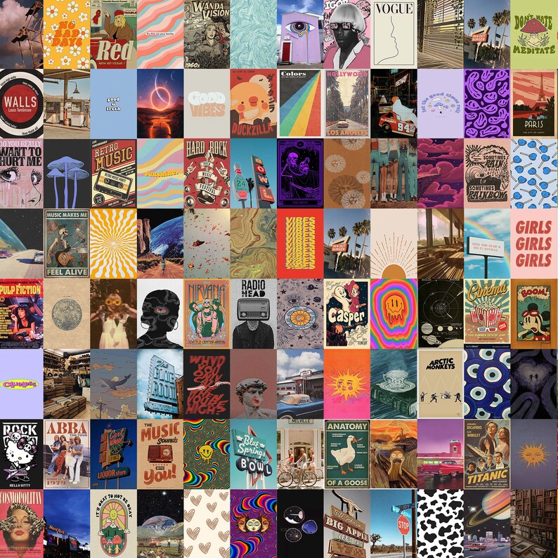 Retro Wall Collage Kit Vintage Poster Wall Collage Kit - Etsy