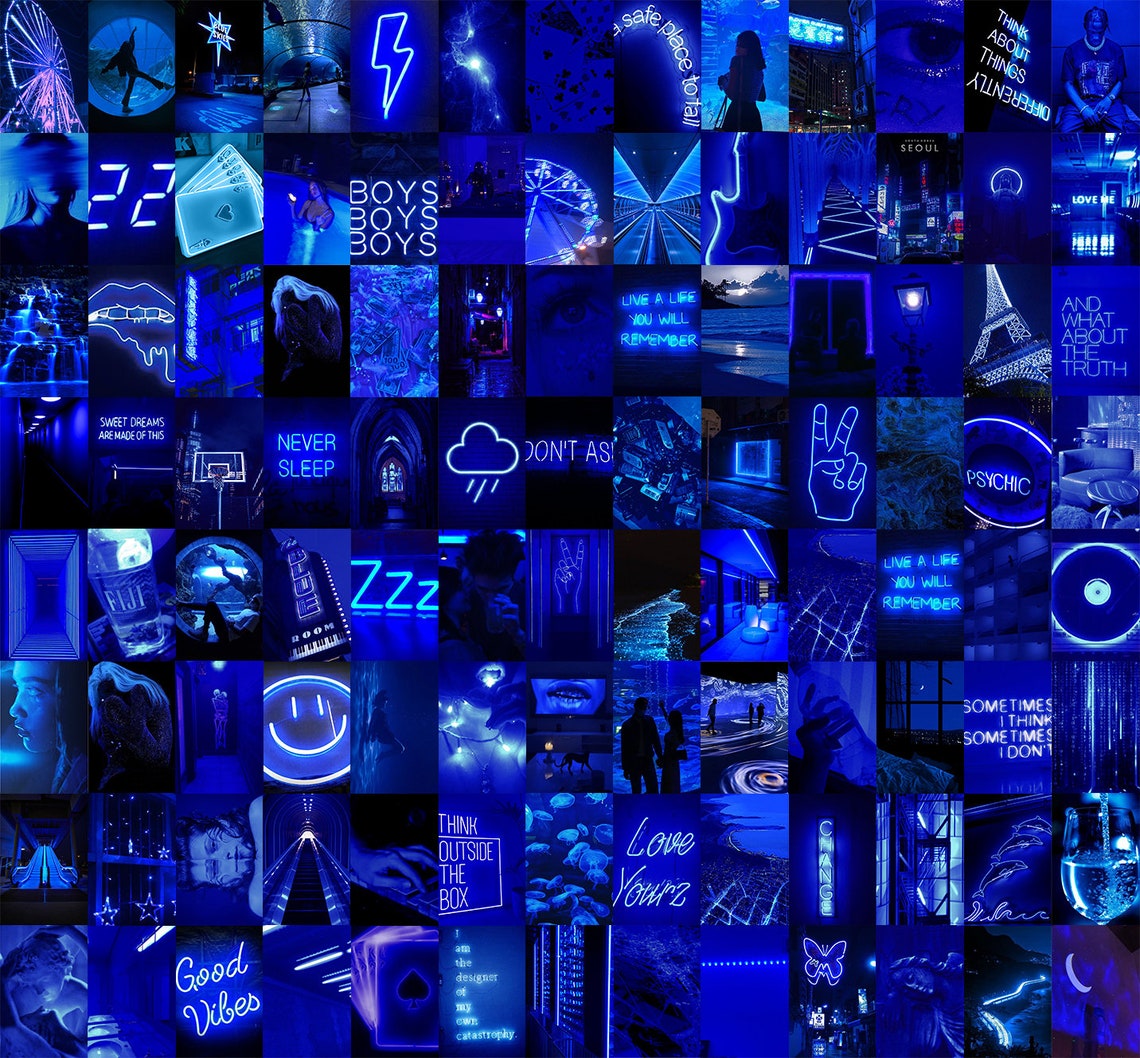 100 Blue Aesthetic Digital Collage Kit Dark Blue Wall - Etsy