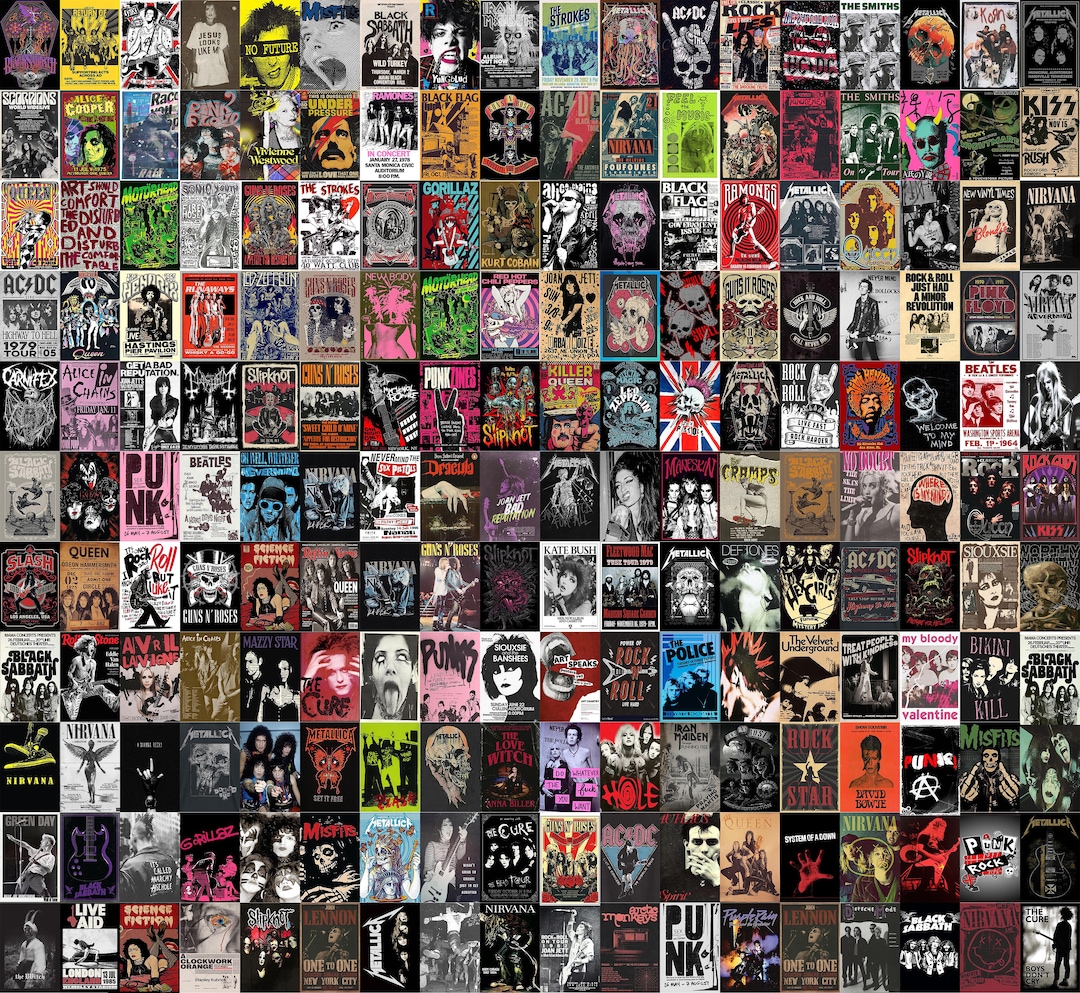 200|PCS | Punk Rock Metal Wall Collage Kit | Vintage Grunge Punk ...